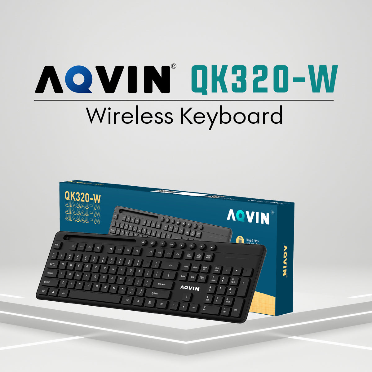 AQVIN Wireless Keyboard and Mouse Combo For Windows - S...